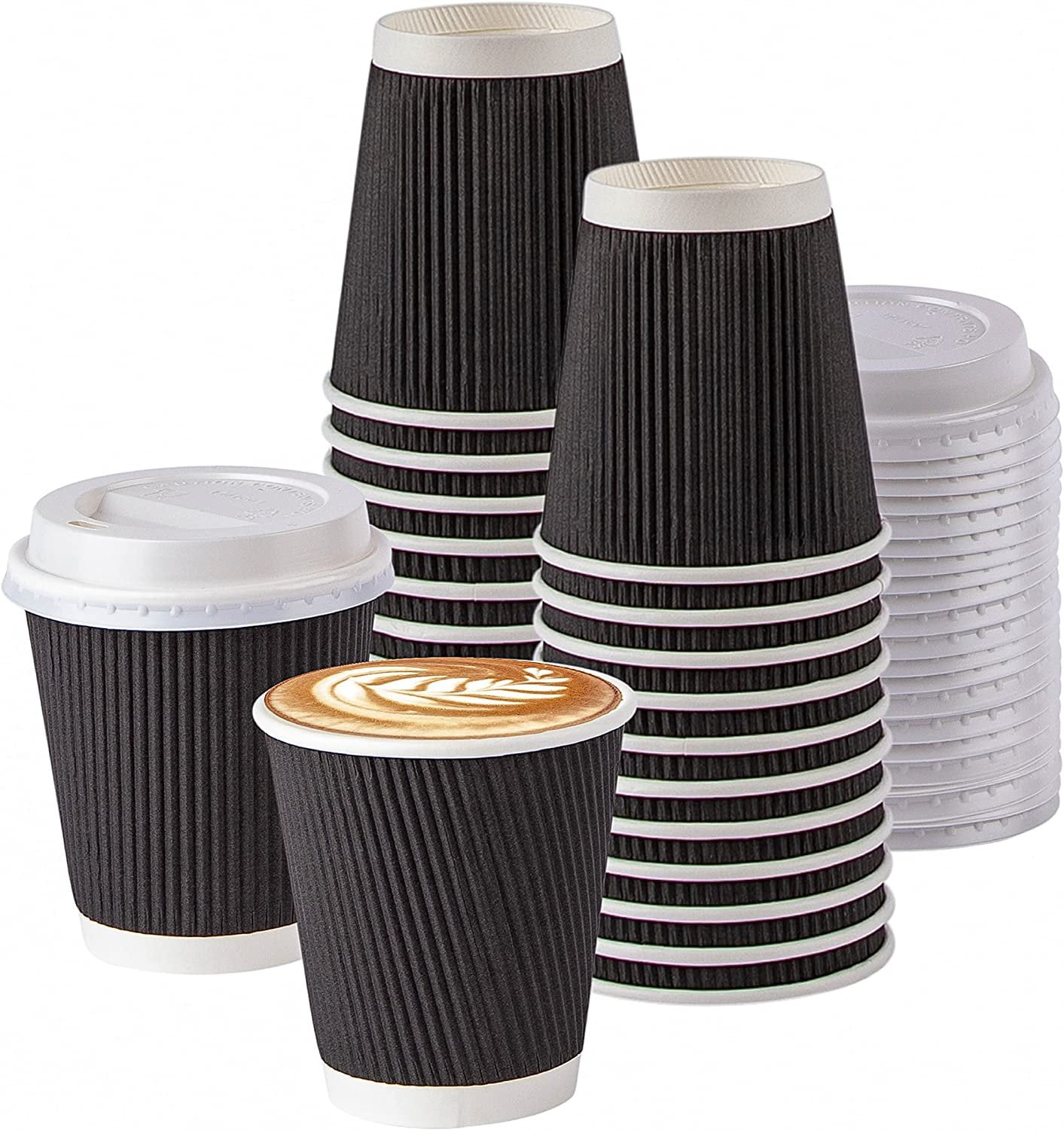 Galashield Disposable Coffee Cups, 10 Oz, Ripple Insulated, Paper Cups ...