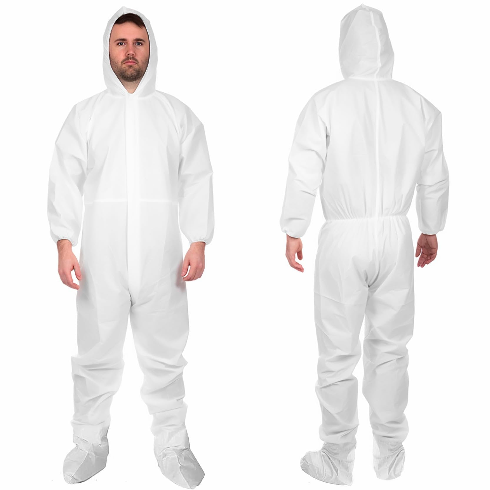 Disposable Coveralls with Hood, Boots XL. 50 Pack White Paint Coveralls ...