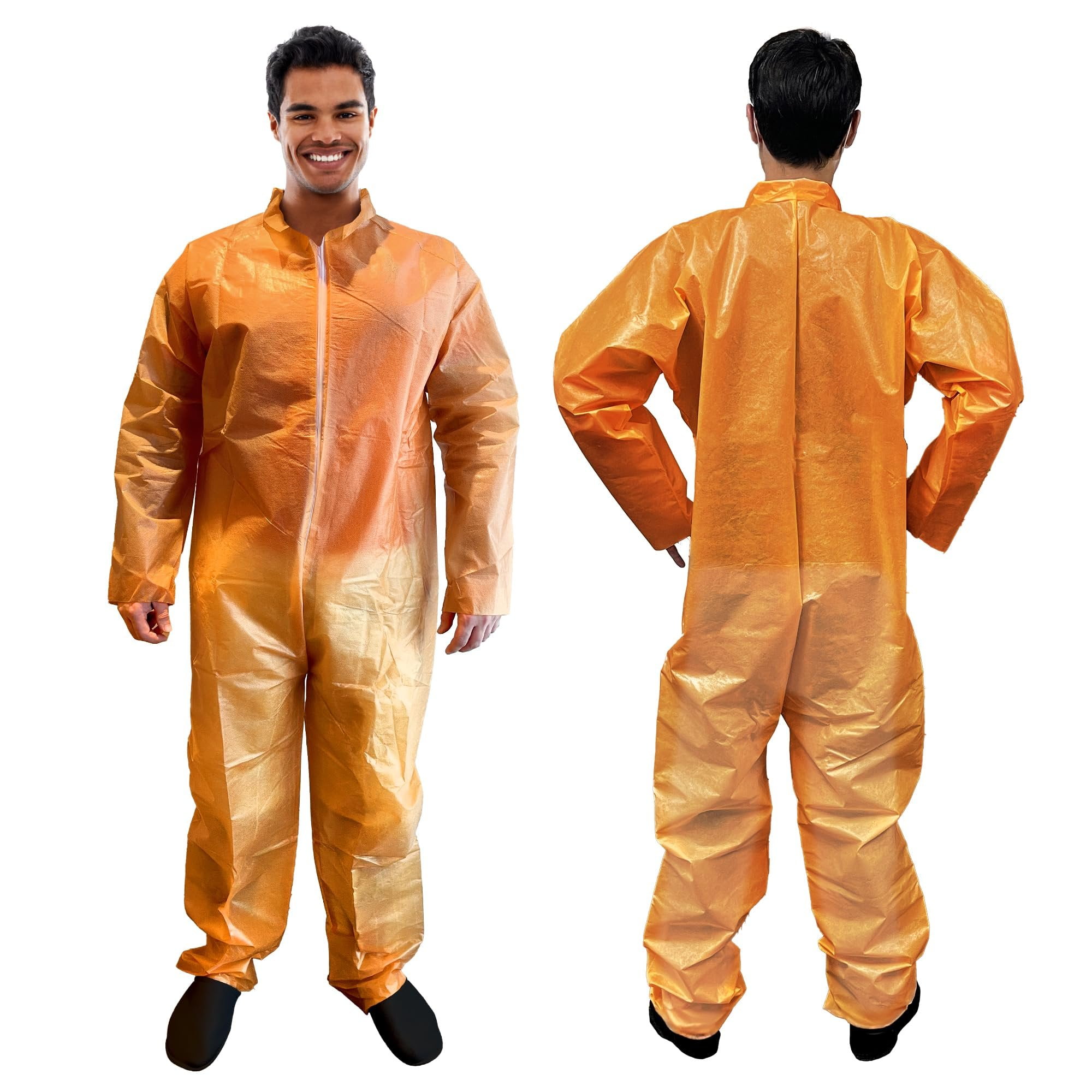 Orange Disposable Coveralls for Men/Women, 2X-Large. Pack of 5 Hazmat ...