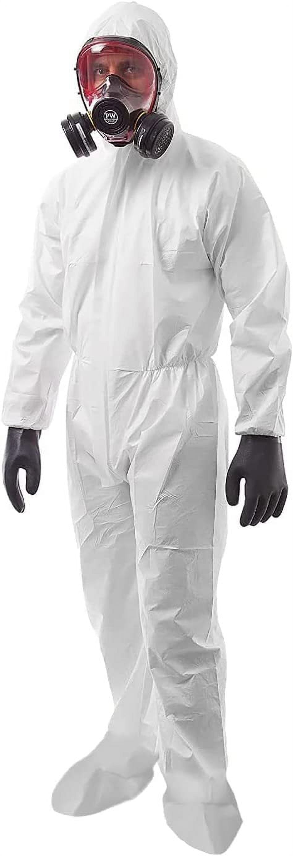 White Hazmat Suits, 3X-Large. Pack of 25 Lightweight Microporous ...