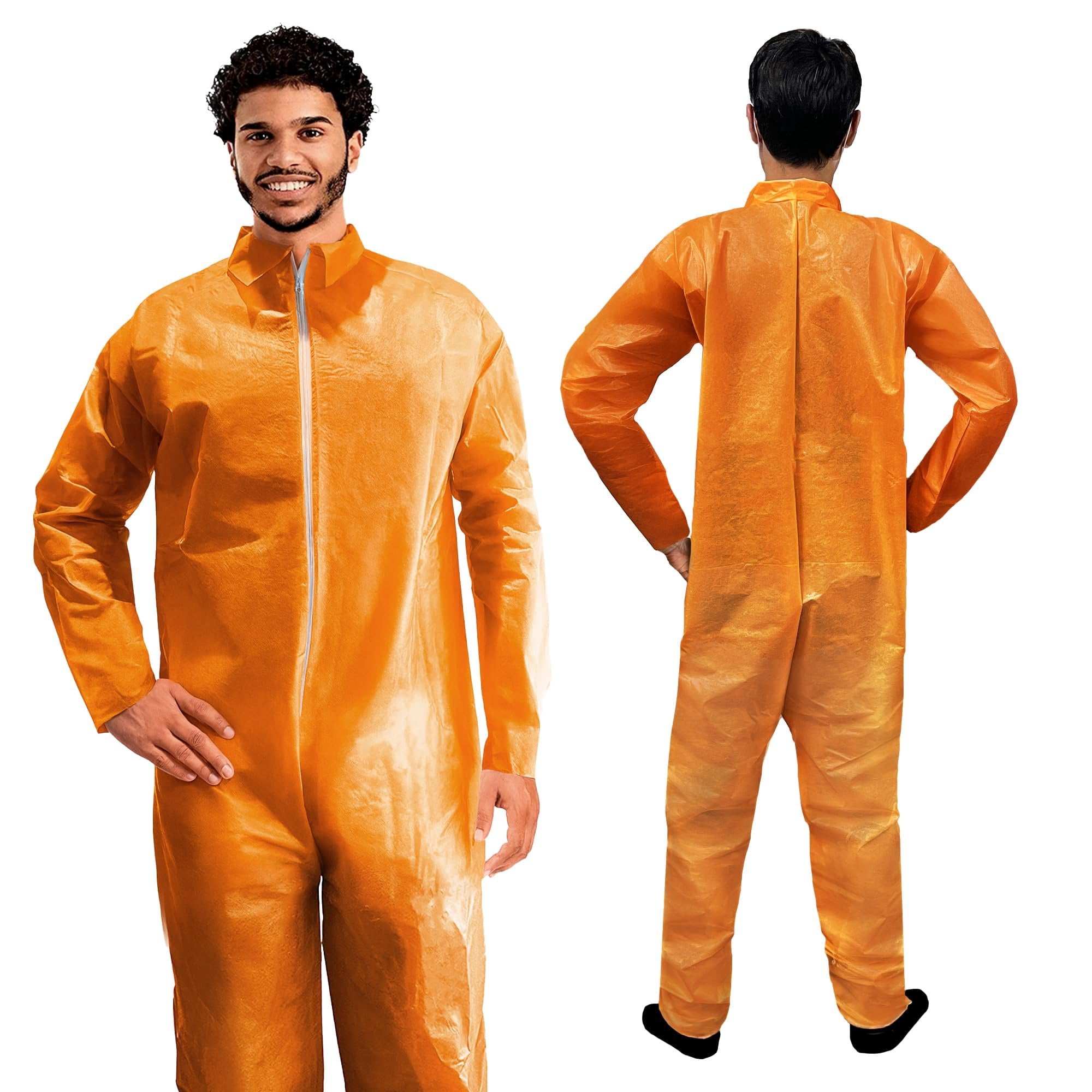 Disposable Coveralls for Men/Women, 3X-Large. Pack of 1 Orange Hazmat ...