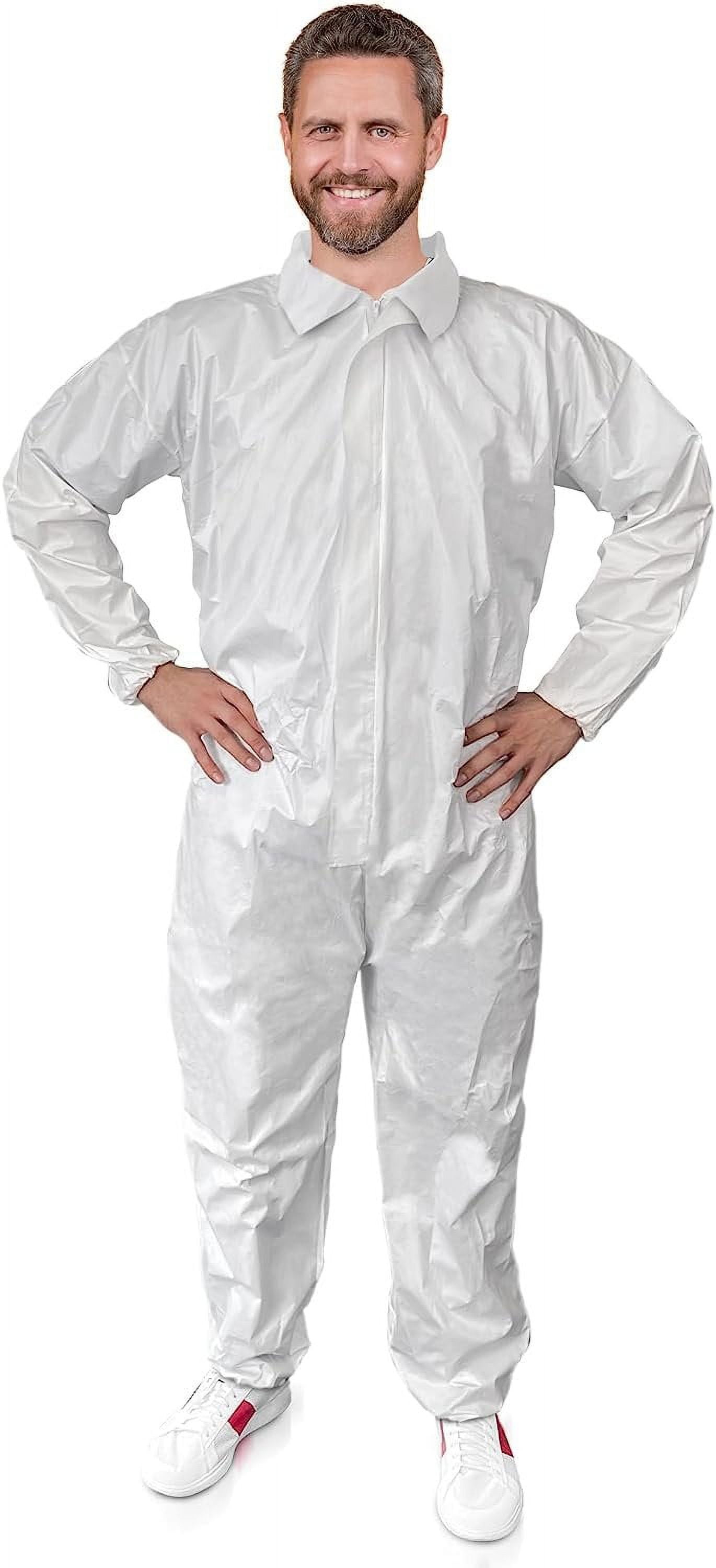 Disposable Coveralls for Men and Women, Large, Pack of 1 White Hazmat ...