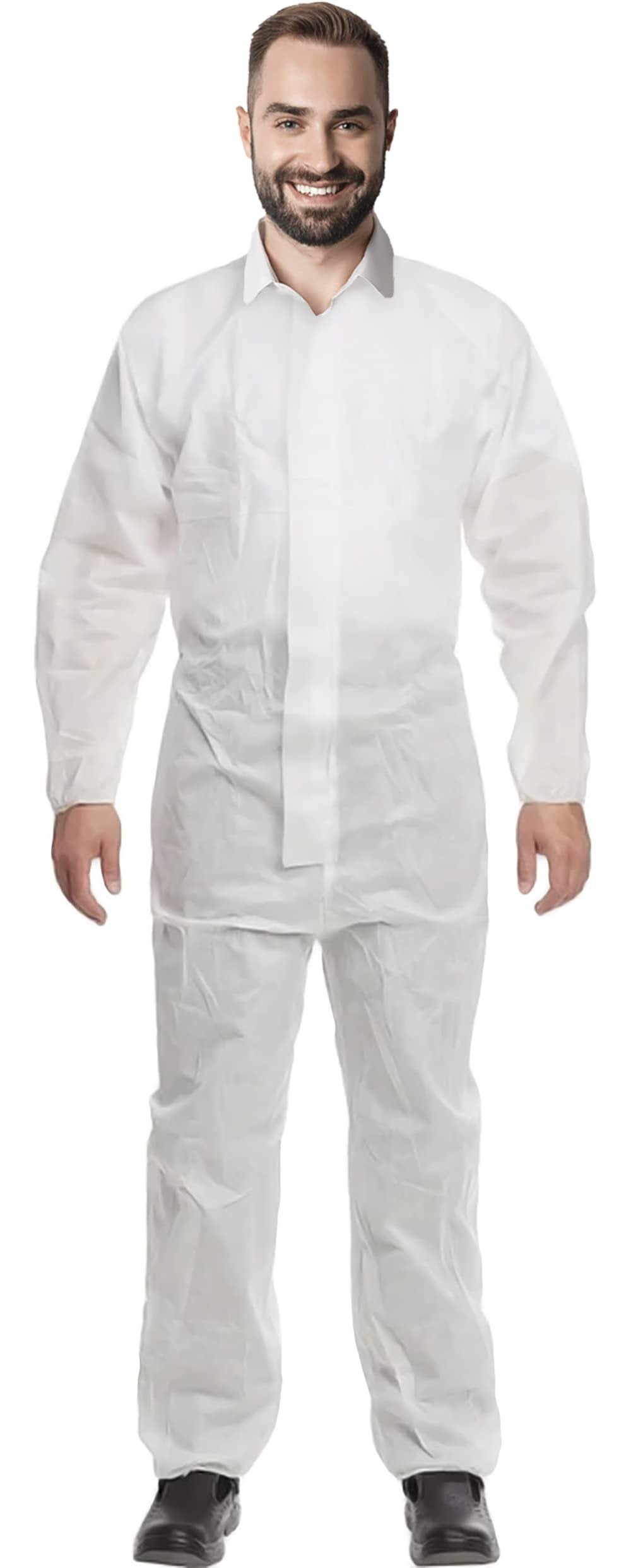 Disposable Coveralls for Men & Women, Large. Pack of 100 Lab Coveralls ...