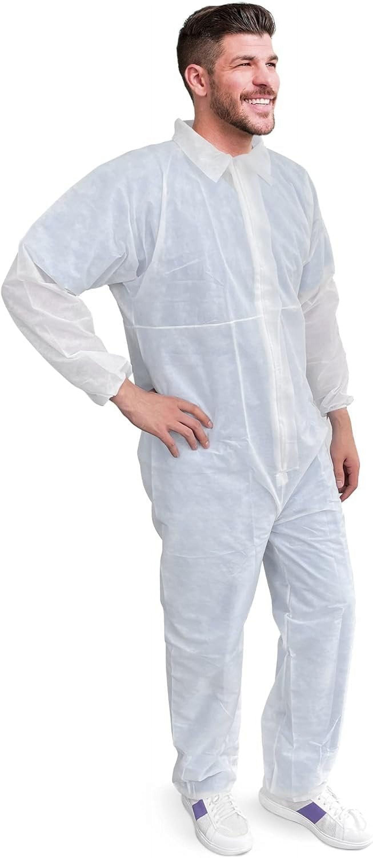 Disposable Coveralls for Men and Women XX-Large, Pack of 5 White Paint ...