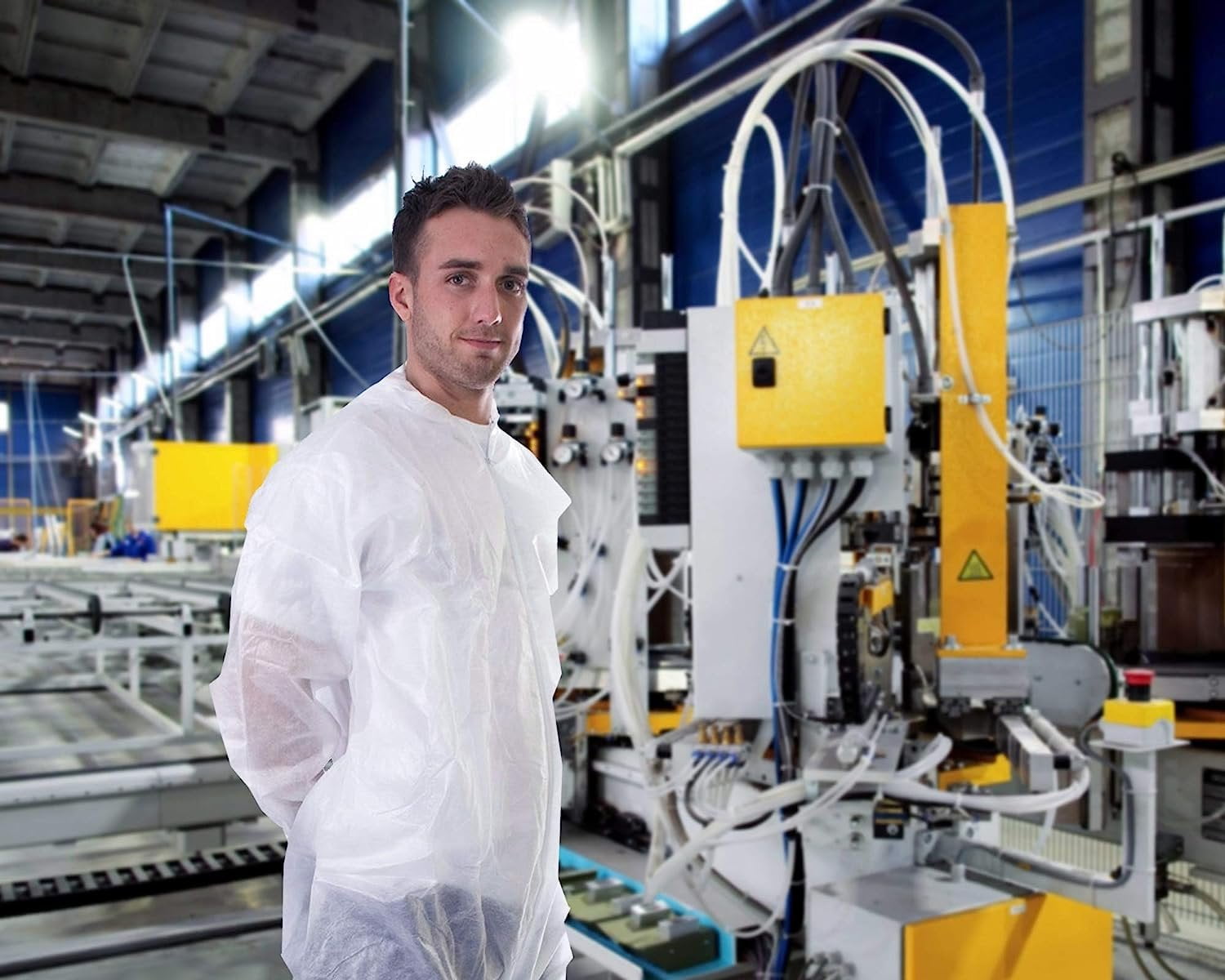 Disposable Coveralls. Pack of 25 White Hazmat Suits 3X-Large. 30 gsm ...