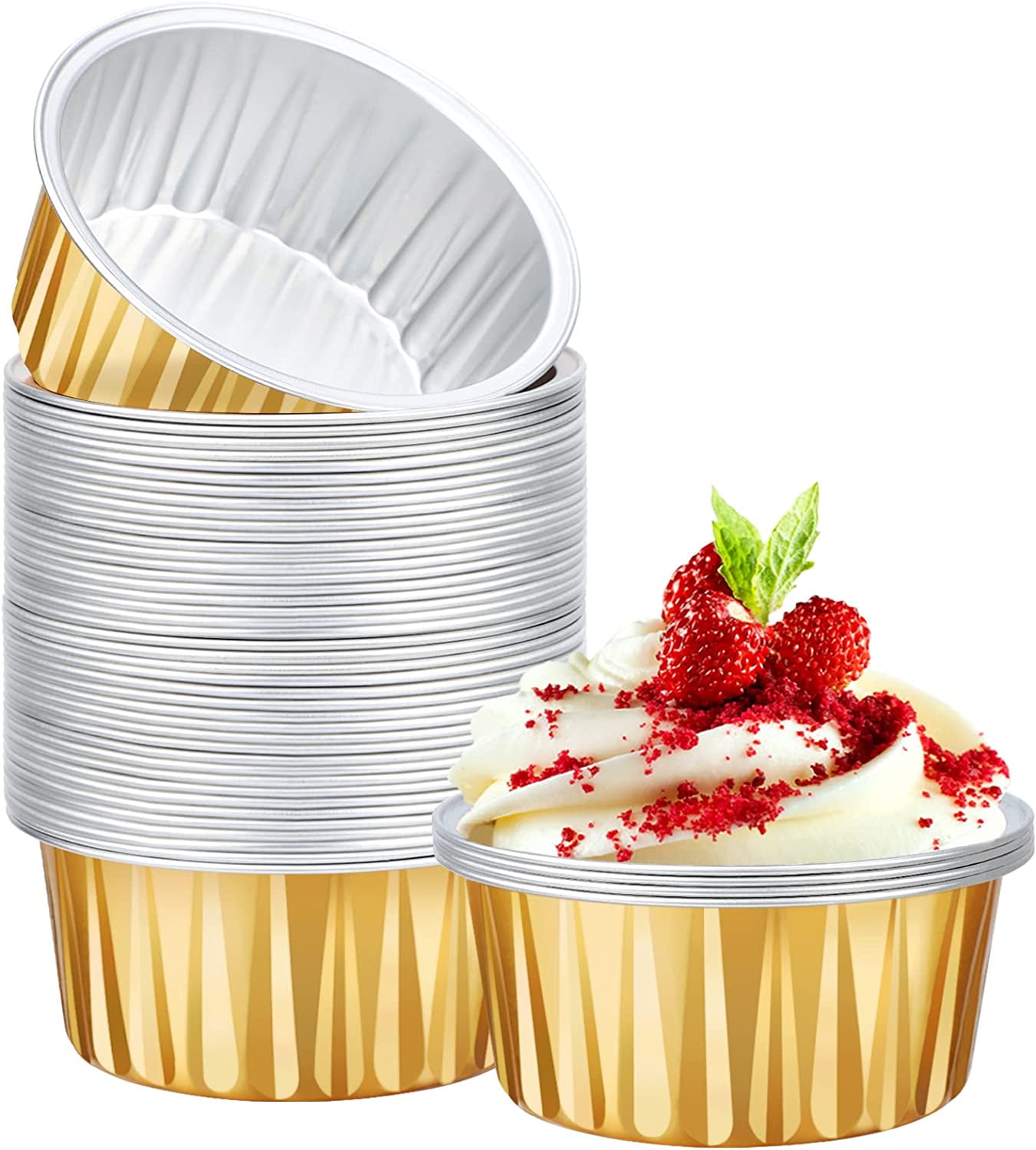 Disposable Creme Brulee Ramekins, 50pcs 5oz Baking Cups Ramekins ...