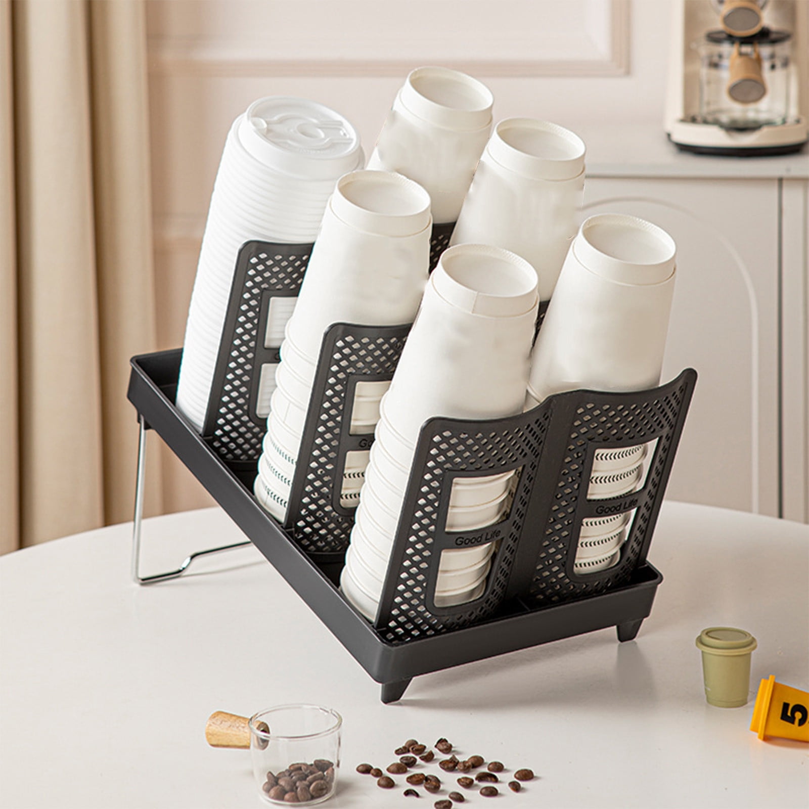 Disposable Cup Organizer Rack | 6-Compartment Plastic Cup Holder for ...
