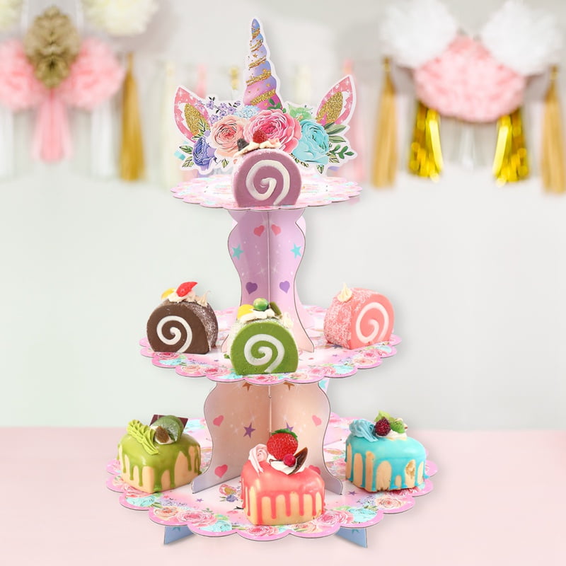 Disposable Cupcake Stands for Dessert Table, Sturdy 3-Layer Paper Stand ...