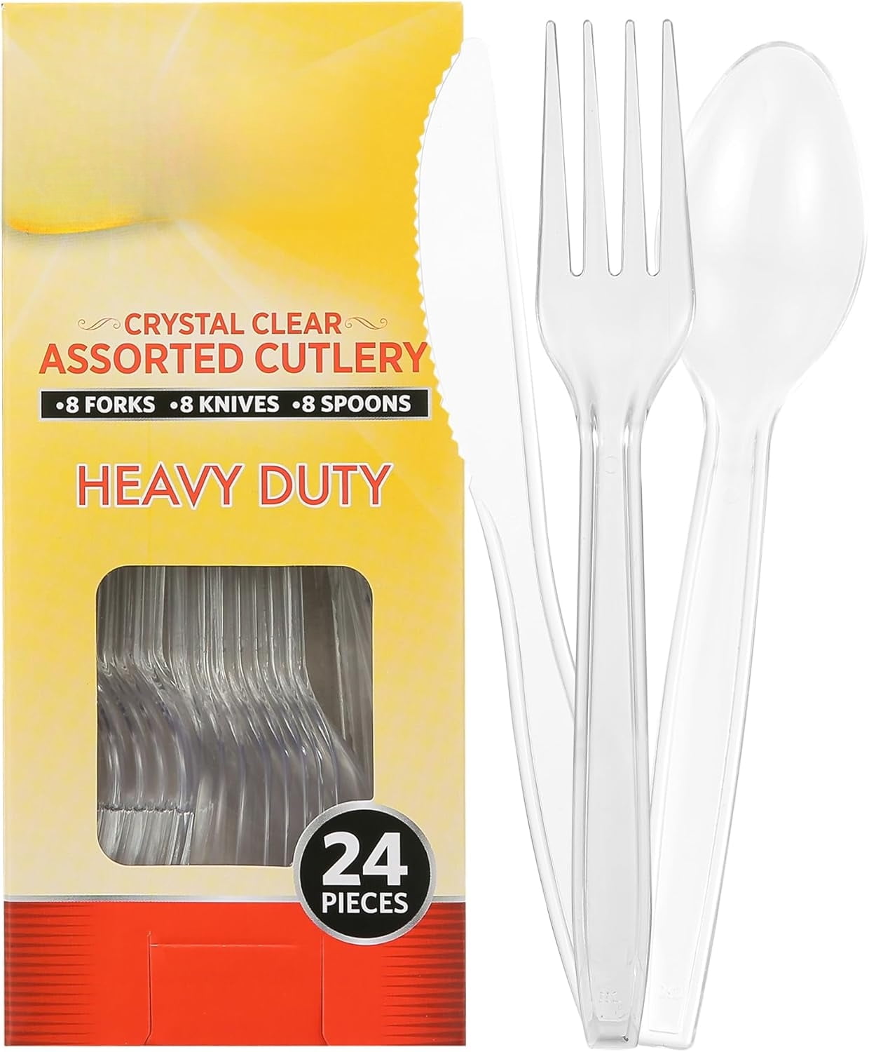 Disposable Cutlery Set - Clear Heavy Duty Plastic Forks, Knives, and ...