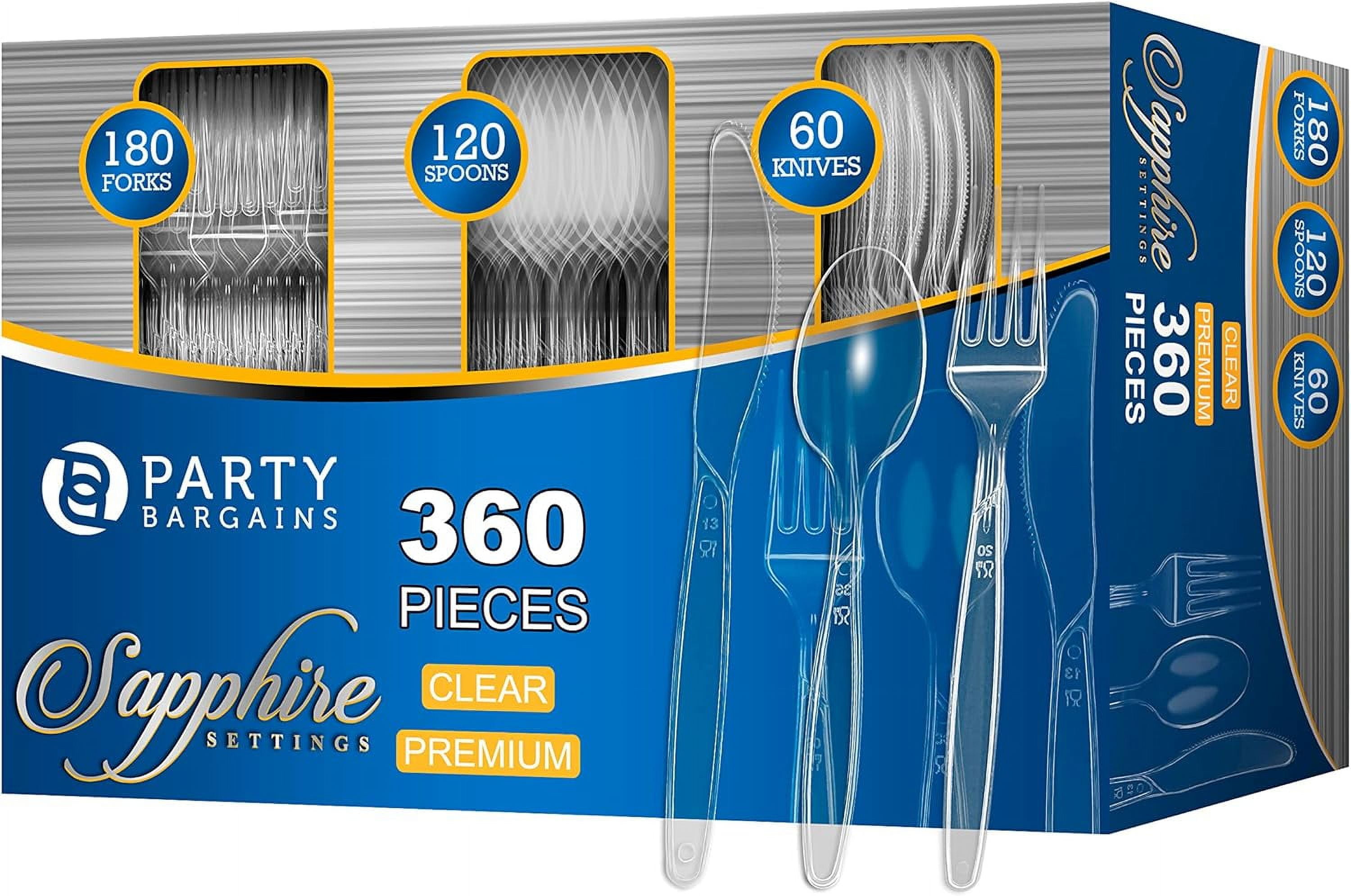 Disposable Cutlery set, SAPPHIRE Design, Clear Color, 360 Pieces: 180 ...