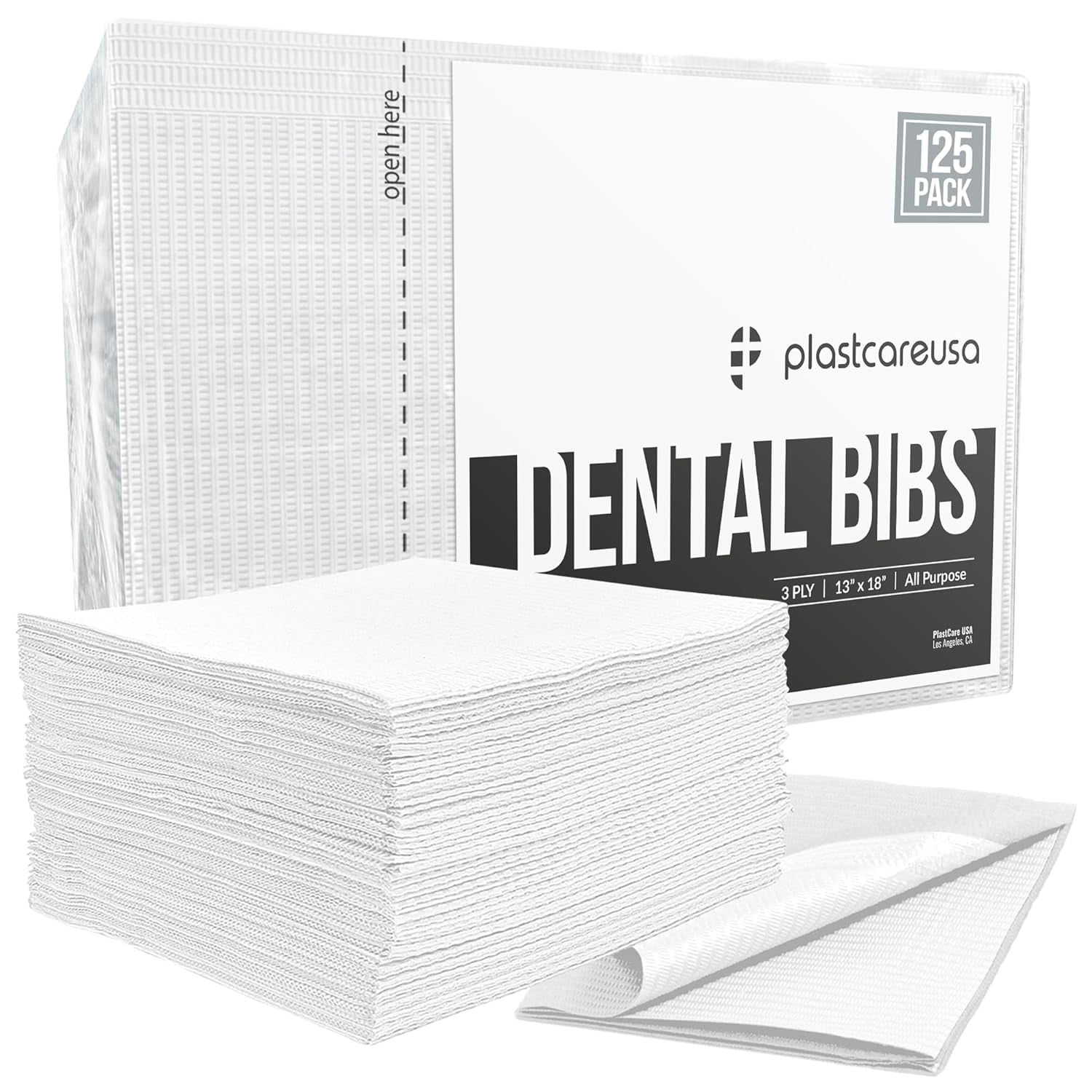 Disposable Dental Bibs 13"x18" (125 Pack) - 3 Ply Waterproof Tattoo Bib ...