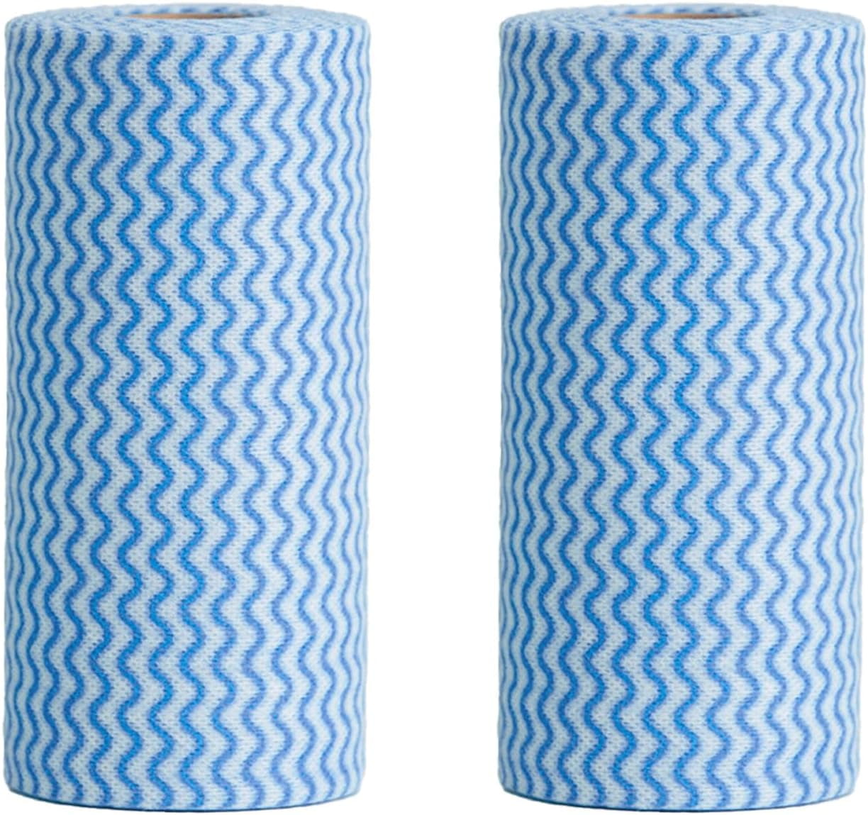 Disposable Dish Cloths Roll Reusable Kitchen Towels Heavy Duty Blue ...
