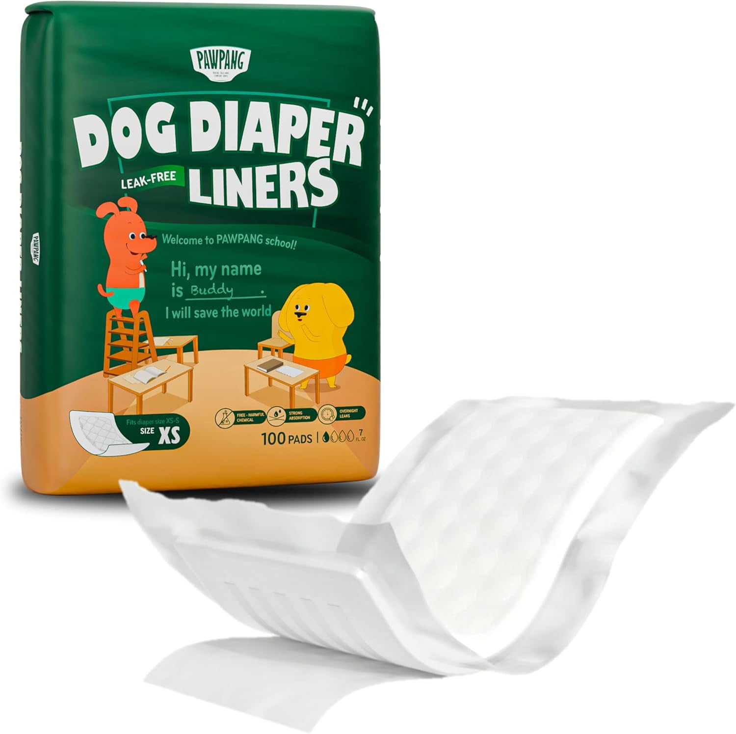 Disposable Dog Diaper Liners Booster Pads for Male & Female Dogs, 100ct ...