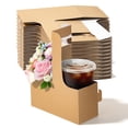 Disposable Drink Carrier 60 Pack Paperboard Handled Holder for Hot Cold ...
