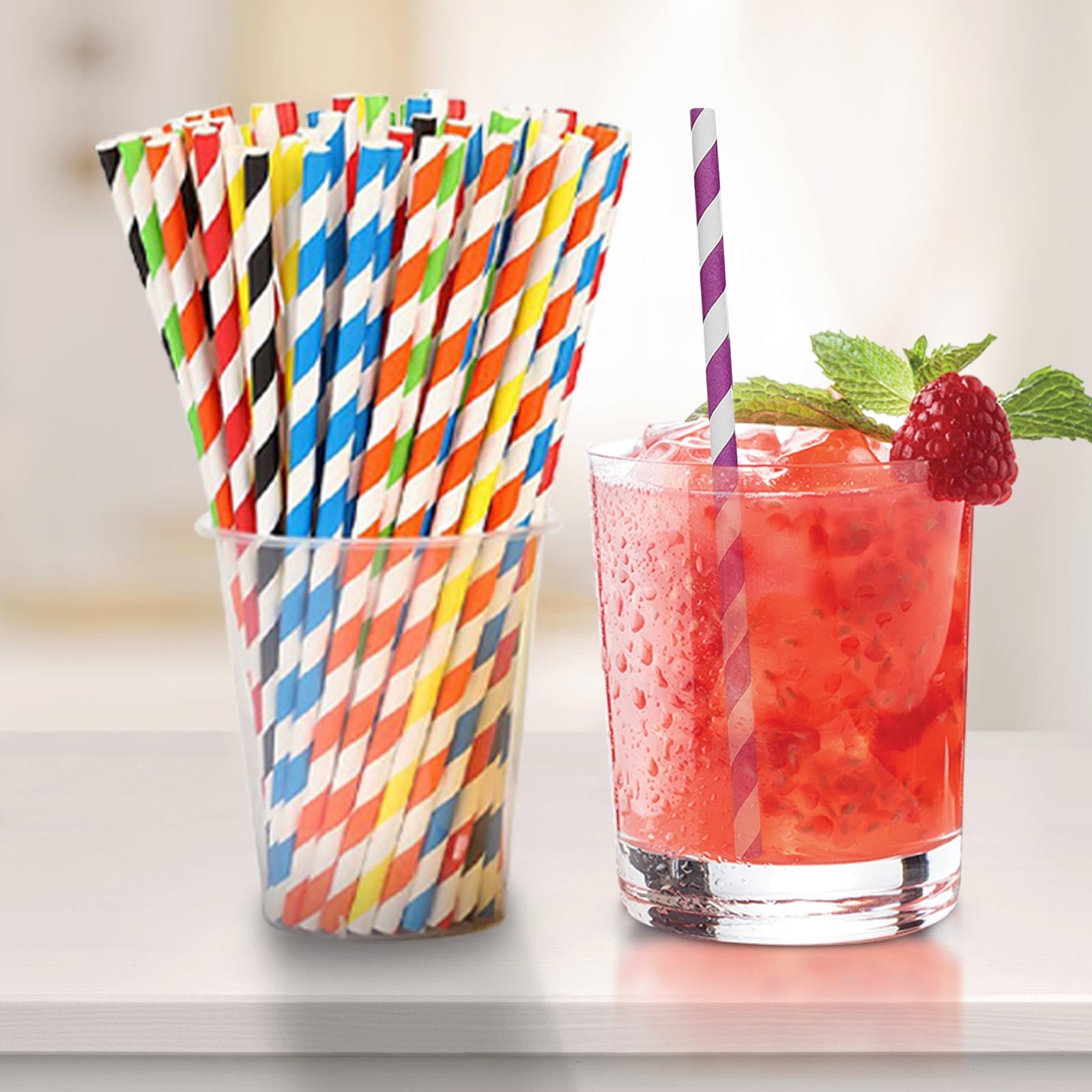 Disposable Drinking Straws Paper Straws,100 PCS Paper Drinking Straws ...