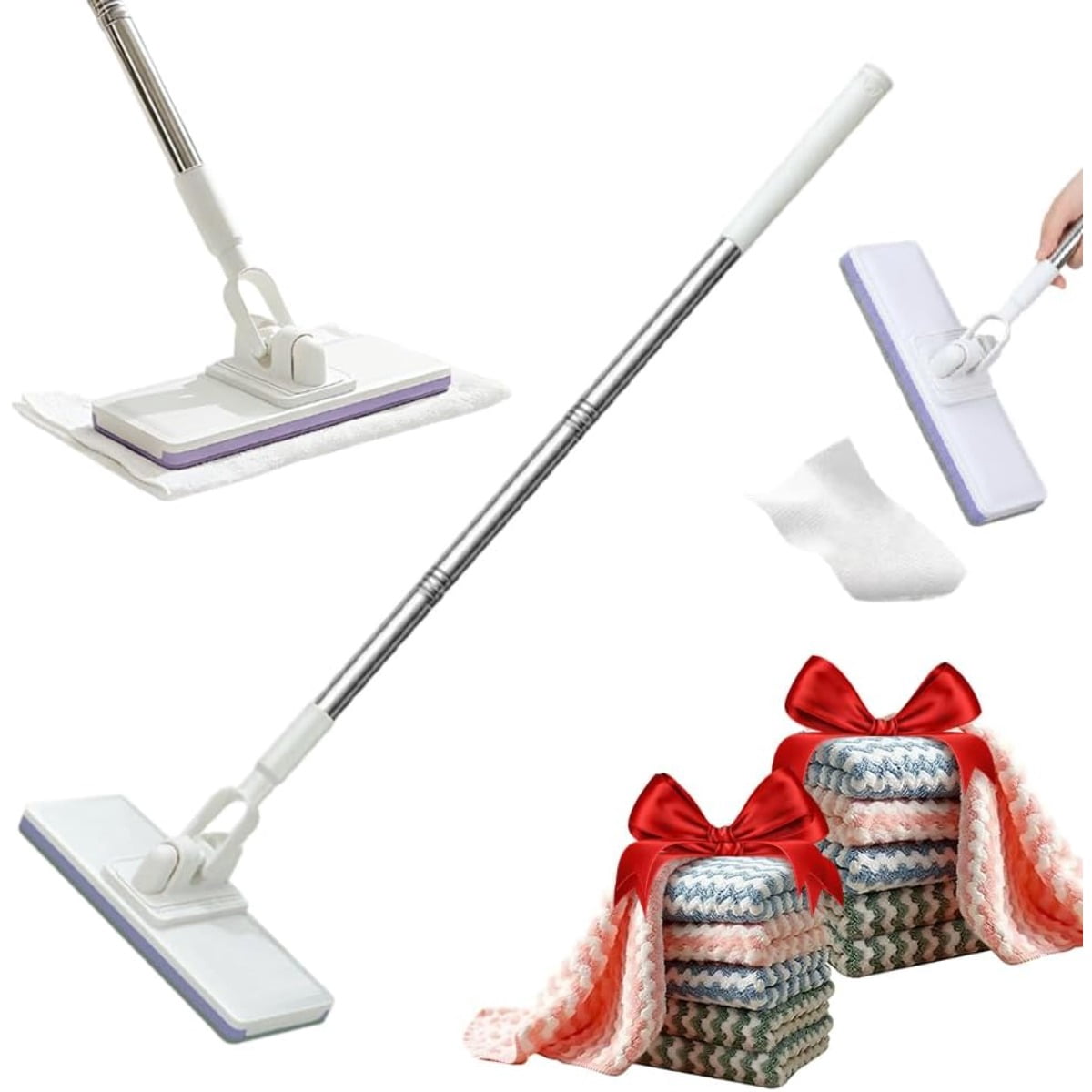 Disposable Dust Mop with 10 Reusable Cloths, 2026 New Convenient Cloth ...