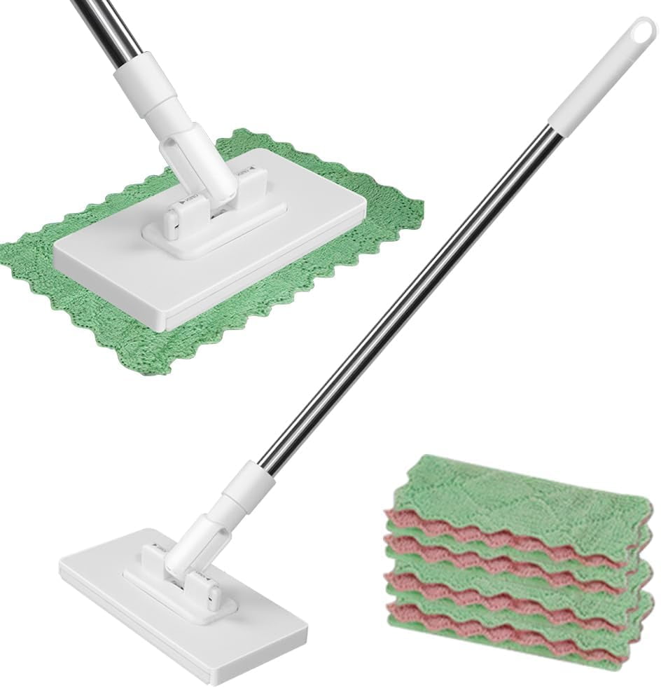 Disposable Dust Mop with 4 Cloths, Retractable Gap Dust Cleaner Flat ...