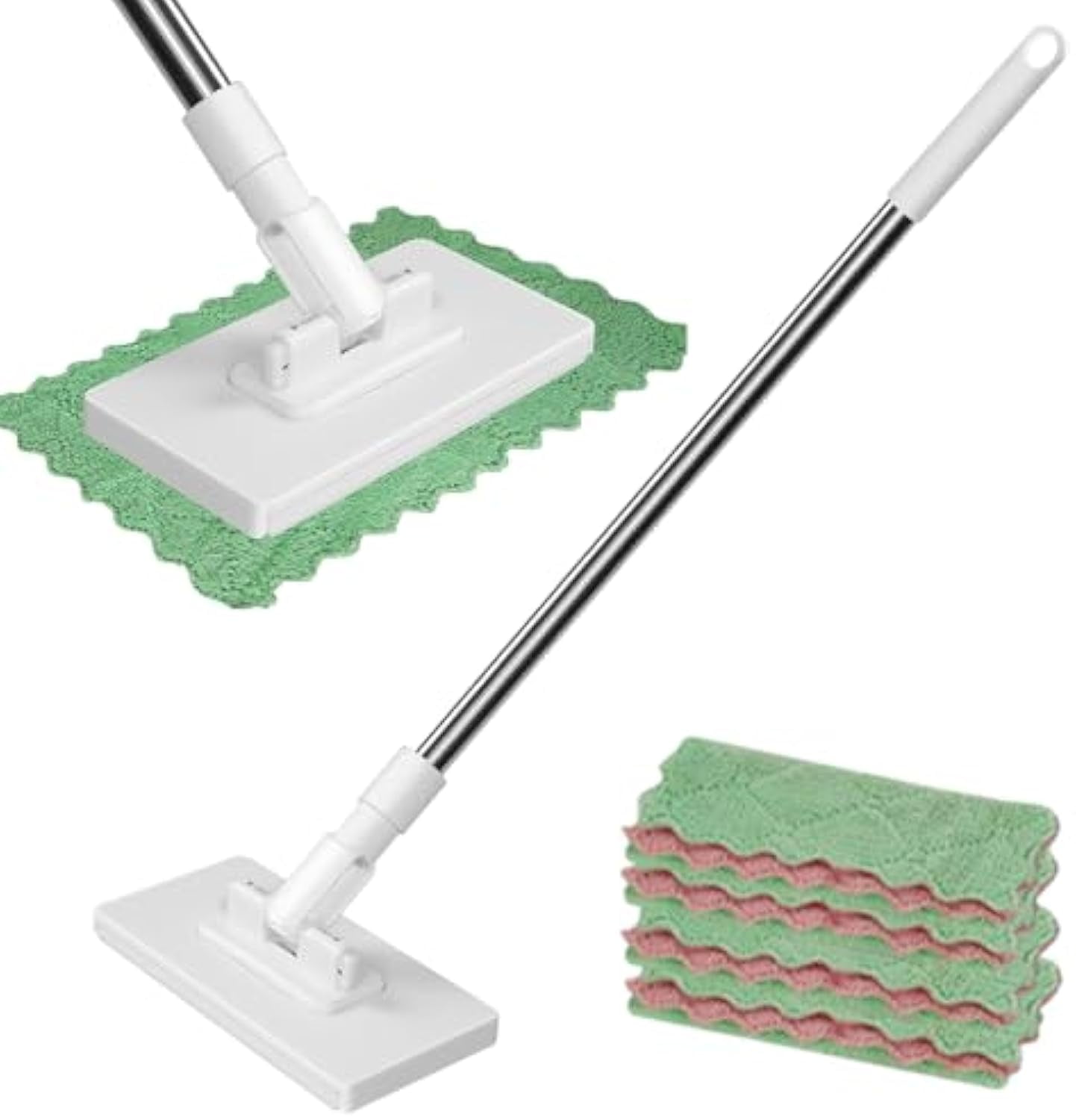 Disposable Dust Mop with 4 Reusable Cloths, Flat Mop with Disposable ...