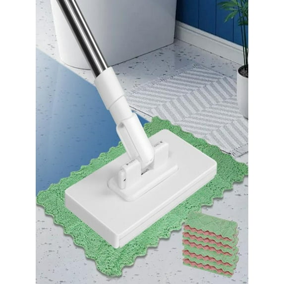 Disposable Dust Mop with 4 Reusable Cloths, Flat Mop with Disposable ...