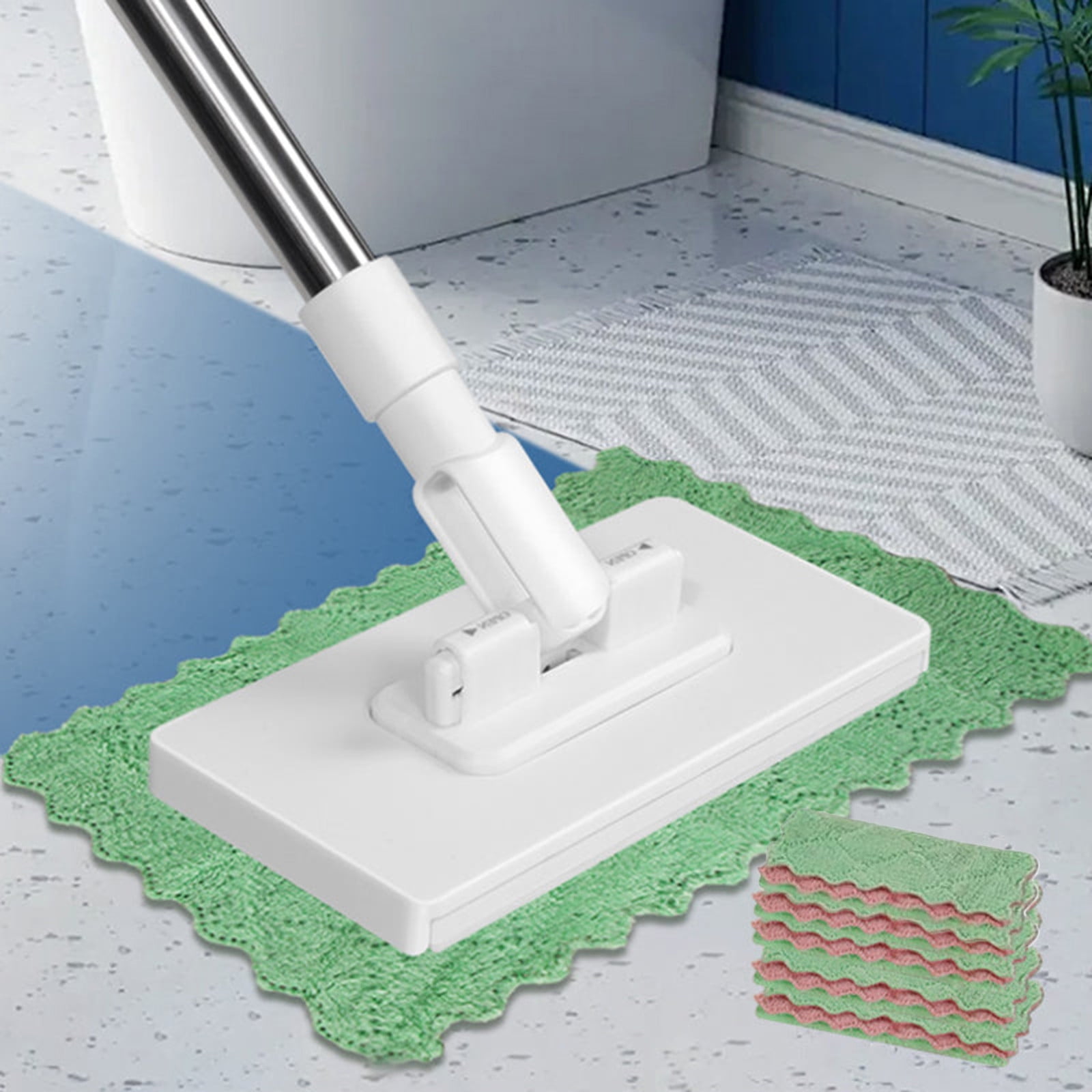 Disposable Dust Mop with 4 Reusable Cloths, Reusable Clamp Mop with ...