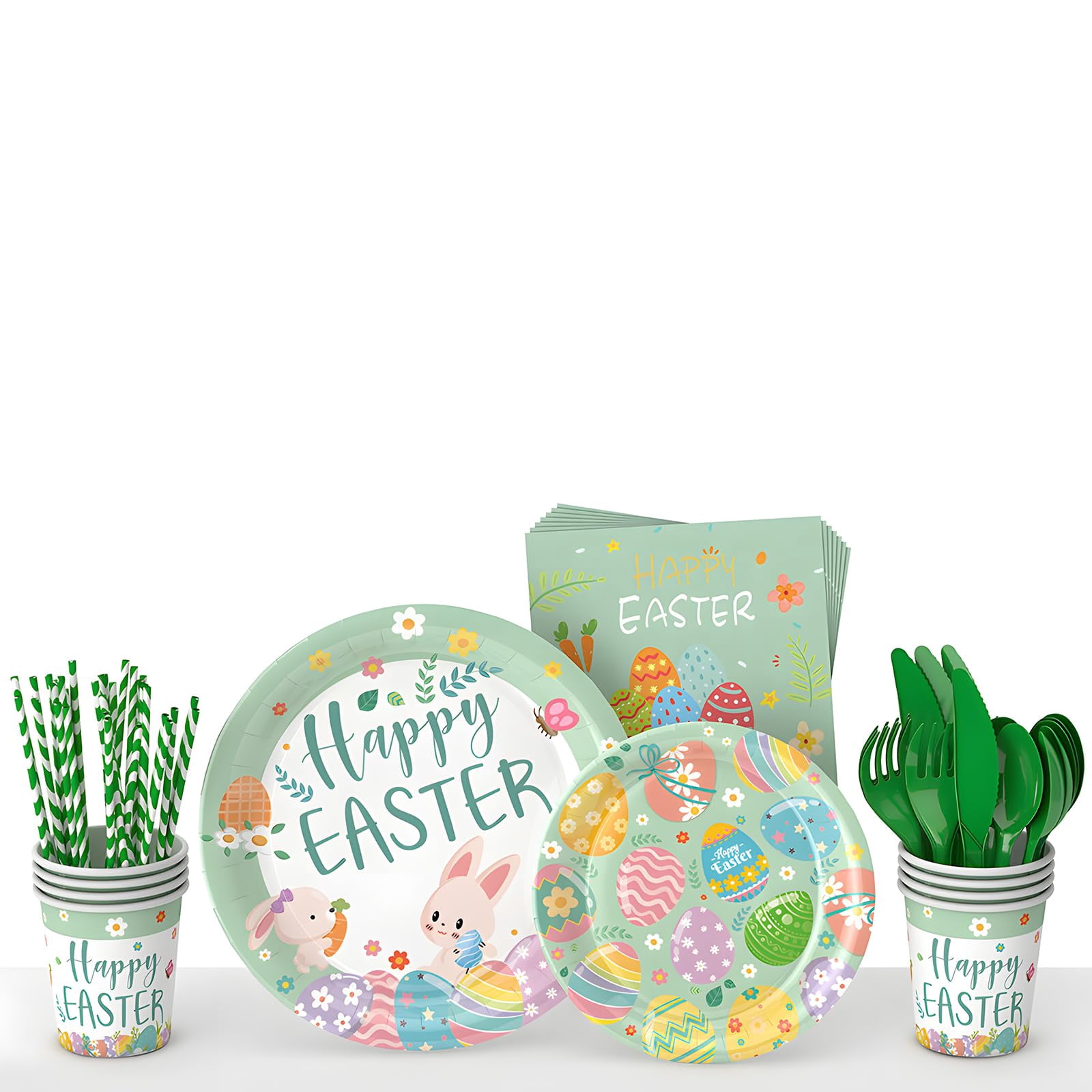 Disposable Easter Colorful Tableware STF9 Set Bunny Party Supplies ...