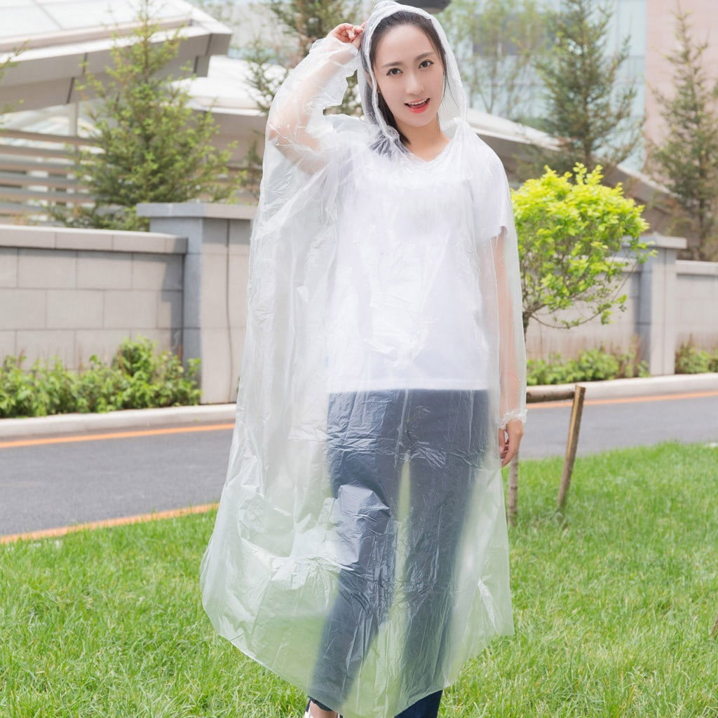 Disposable Emergency Rain Coat, Hooded For Hiking Camping Travel ...