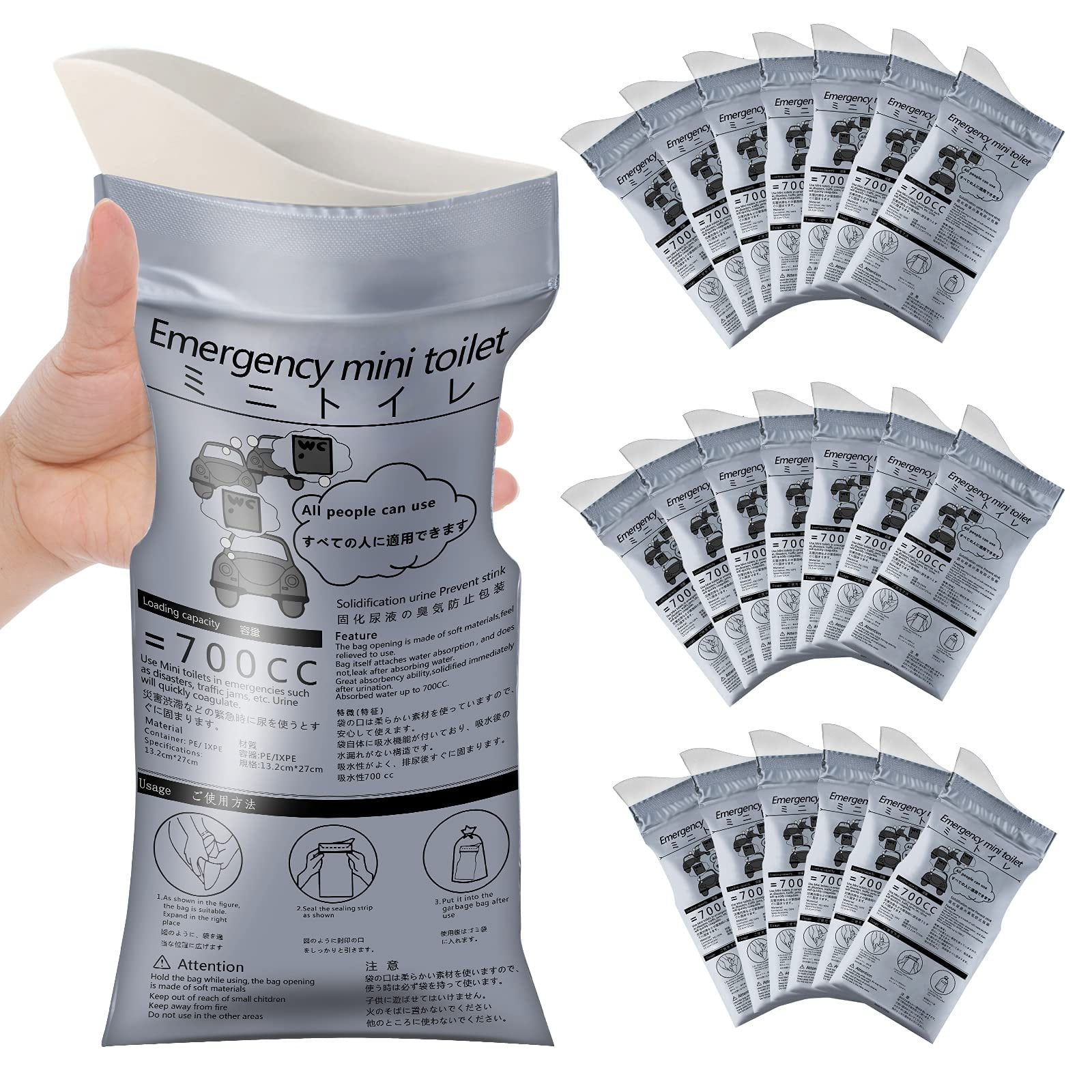 Disposable Emergency Urinal Bag, 8 Pack Portable Camping Pee Bags ...