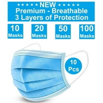 Protective Facial Disposable Face Mask - 50 Pack, 3-ply Elastic Ear ...