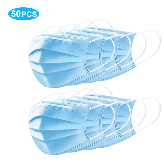 Walmart 50 Individually Wrapped Disposable Adult Face Masks, 3-Ply ...