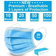 Walmart 50 Individually Wrapped Disposable Adult Face Masks, 3-Ply ...