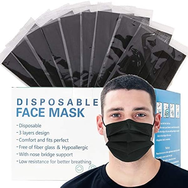 Disposable Face Mask 50 Pack Individually Packaged Wrapped Protection ...