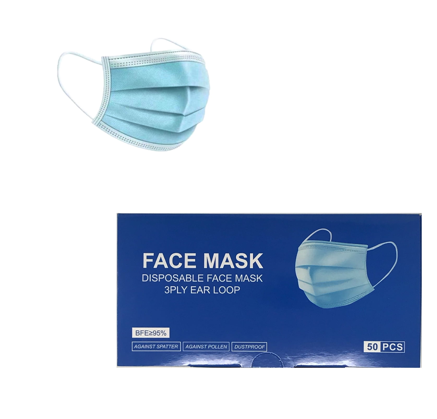 Disposable Face Mask - 50 Pack - Walmart.com