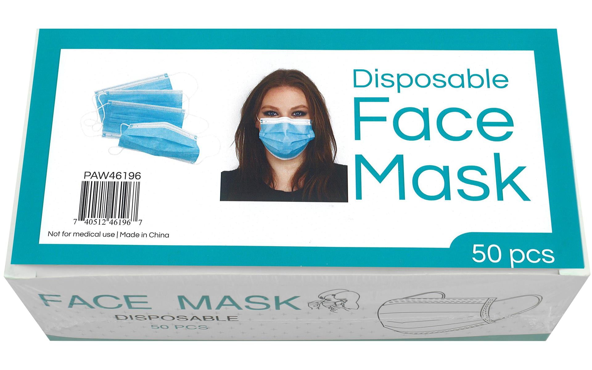 Disposable Face Mask 50pc box - Walmart.com