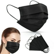 Black Disposable Face Masks, 3-ply Breathable Masks, Elastic Ear Loop ...