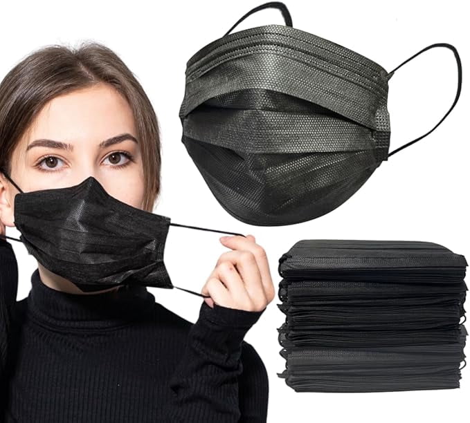 Disposable Face Masks, 150 Pack, Black, 3-Ply, Single Daily Use, Face ...