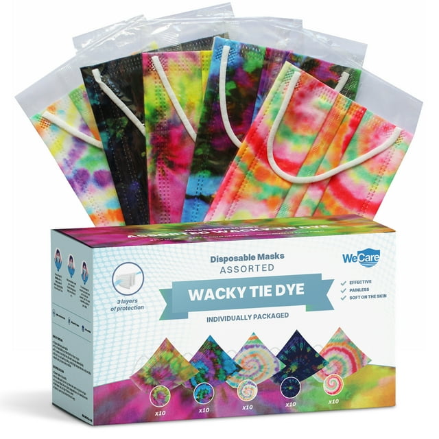 Disposable Face Masks 3-Ply Individually Wrapped , 50ct - Assorted ...