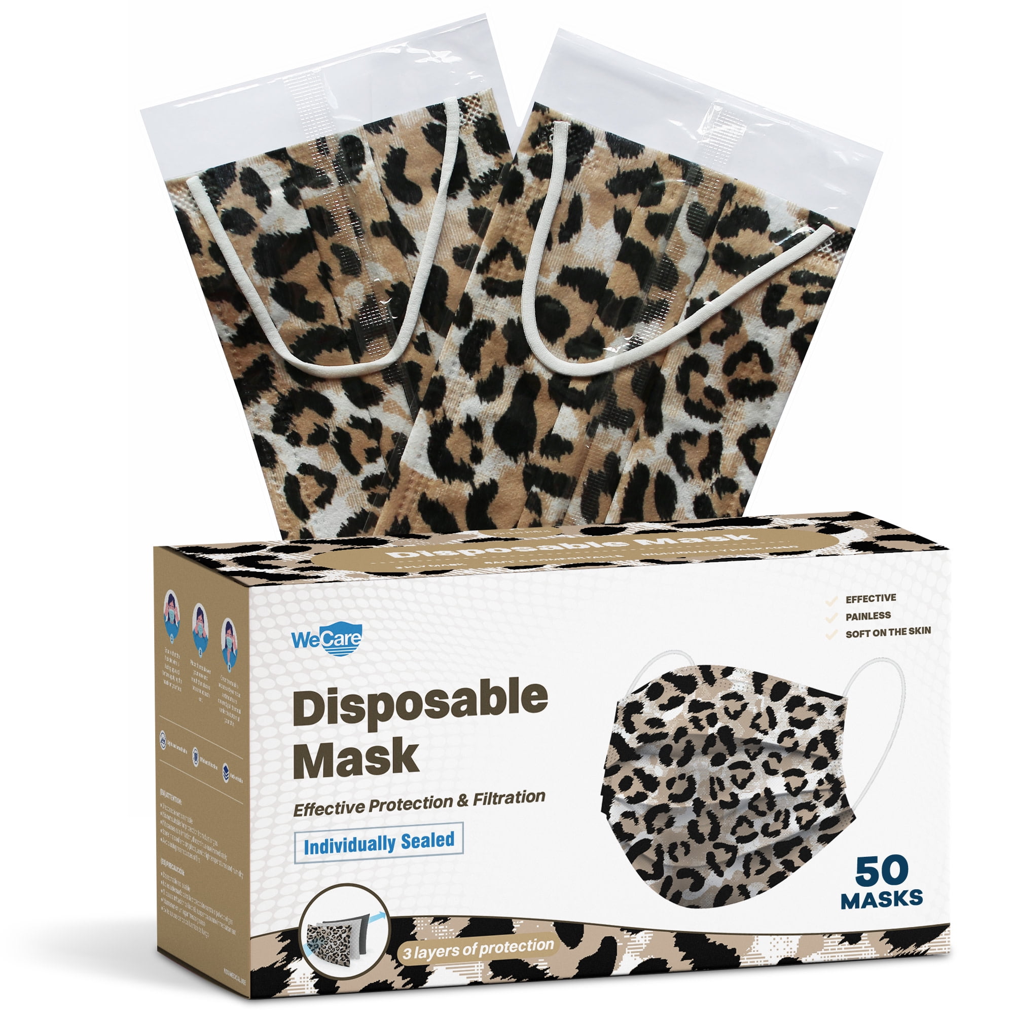 Disposable Face Masks 3-Ply Individually Wrapped , 50ct - Jaguar ...