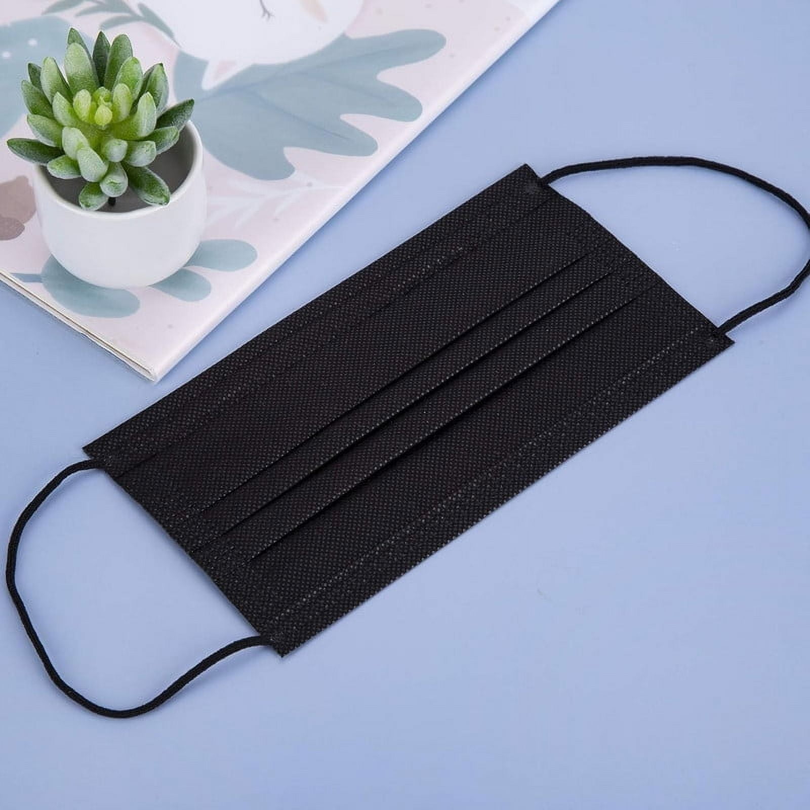 Disposable Face Masks, Pack of 50, Black - Dust Particle 3-Layer Design ...