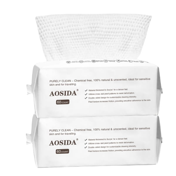 Disposable Face Towel, 2PCS-60 Count XL Biodegradable Facial Tissue ...