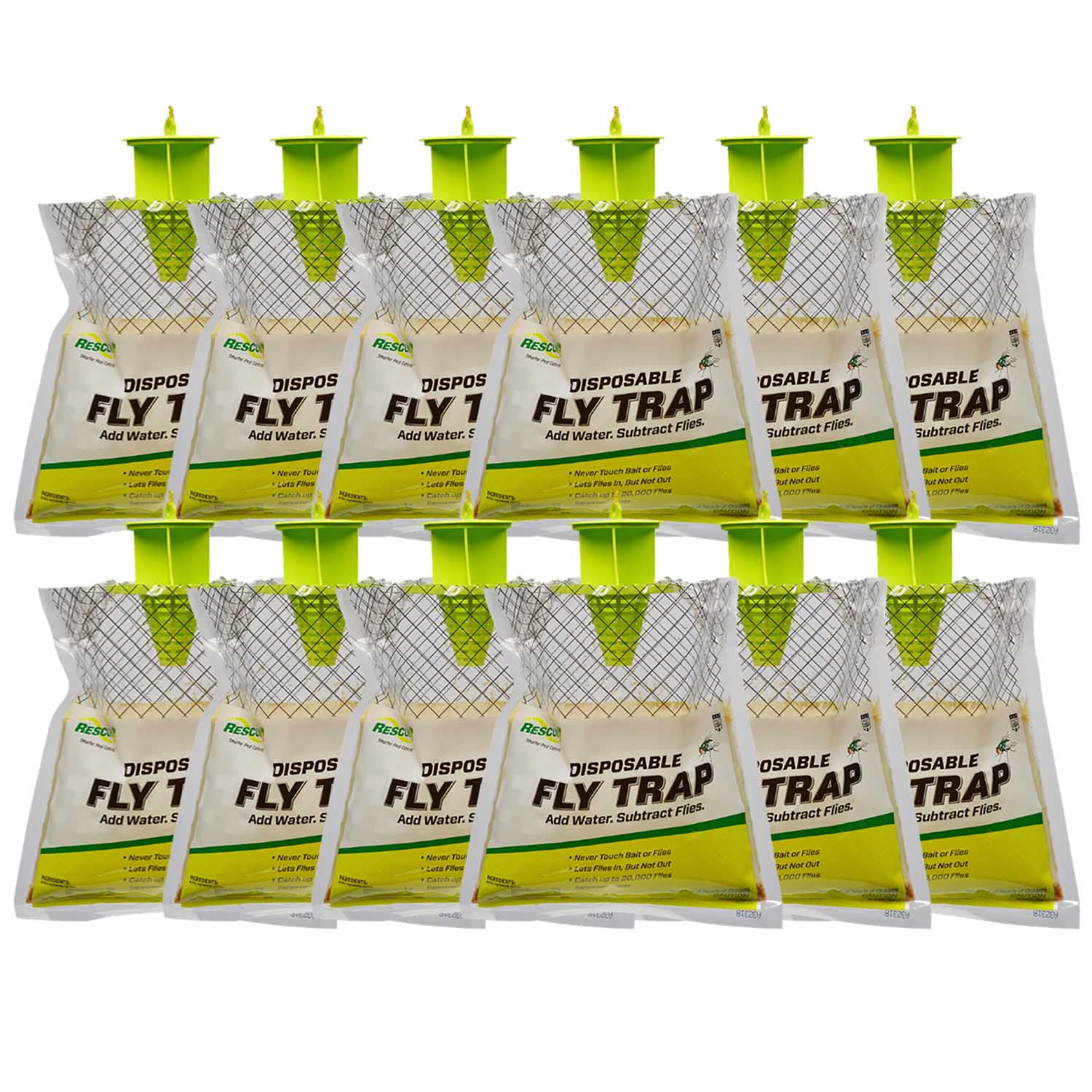Rescue Disposable Fly Trap 12 ct, No Mess Baited Bag for House Flies ...