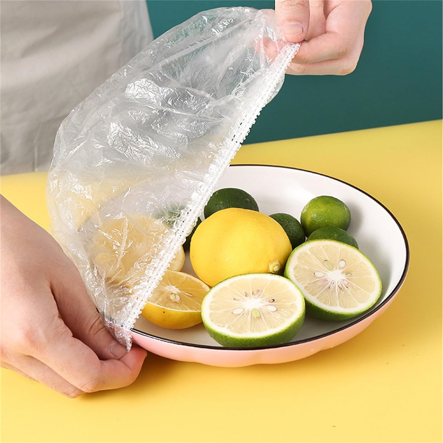 Disposable Food Cover, 100pcs Collapsible Plastic Wrap Waterproof ...