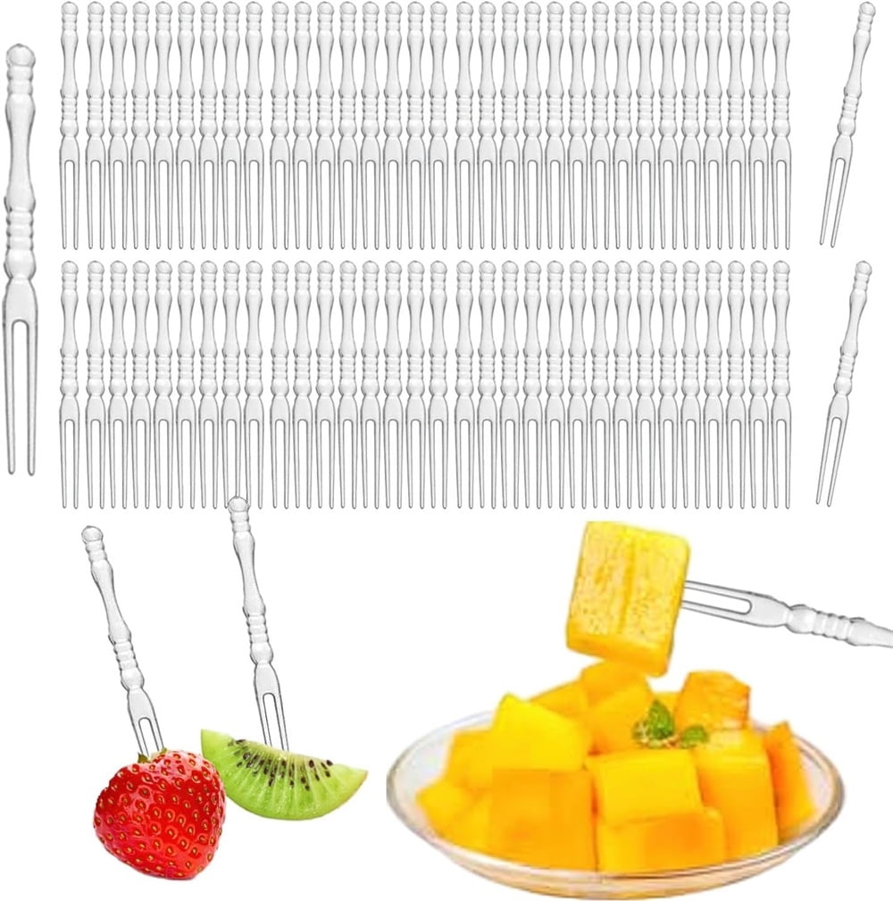 Disposable Fruit Forks,Clear Plastic Forks,Mini Cake Forks,Lightweight ...
