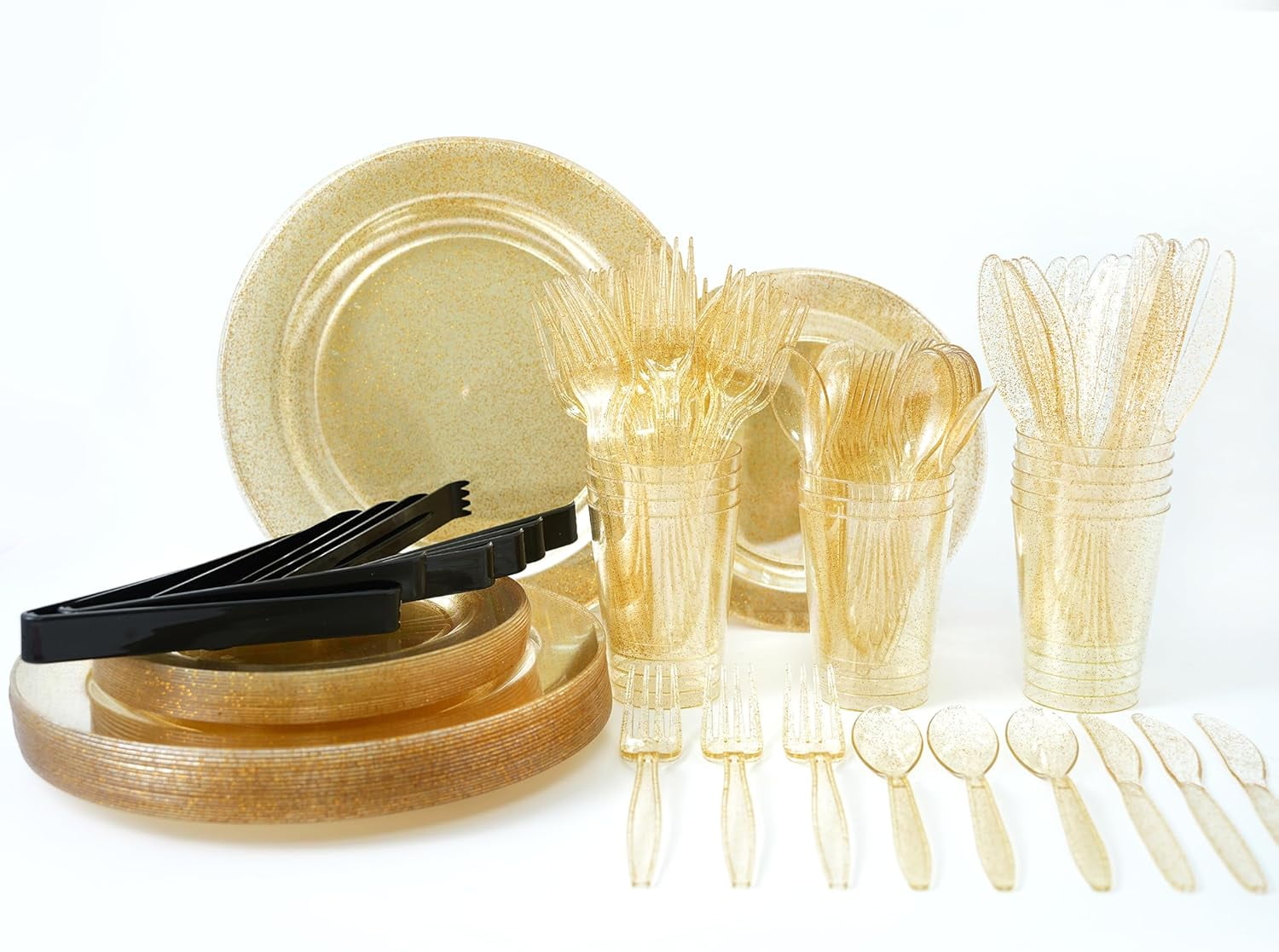 Disposable Gold Glitter Neon Dinnerware Set Christmas Easter Party ...