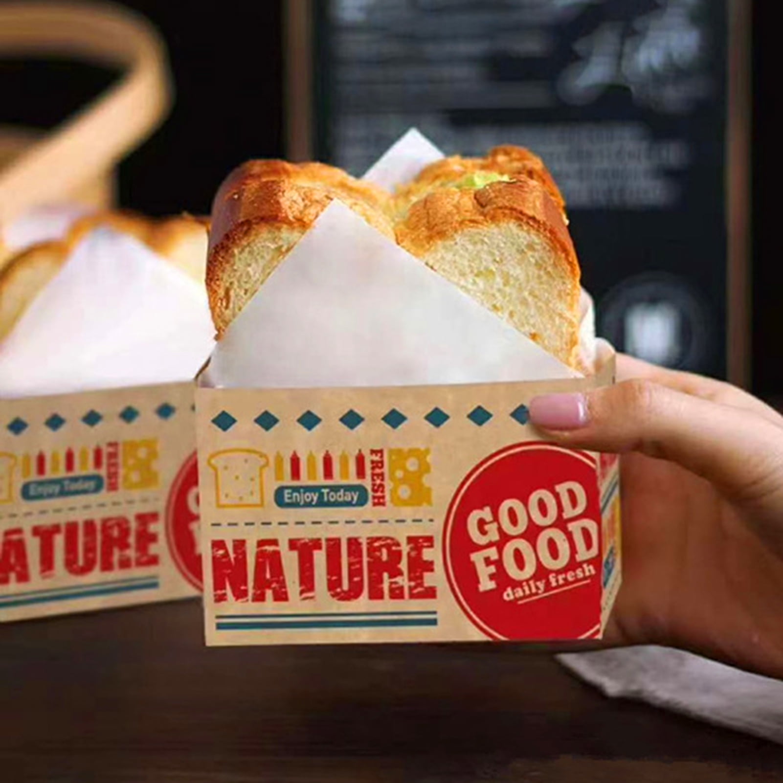 Disposable Grease-Resistant Kraft Paper Food Packaging Box- 50Pcs ...