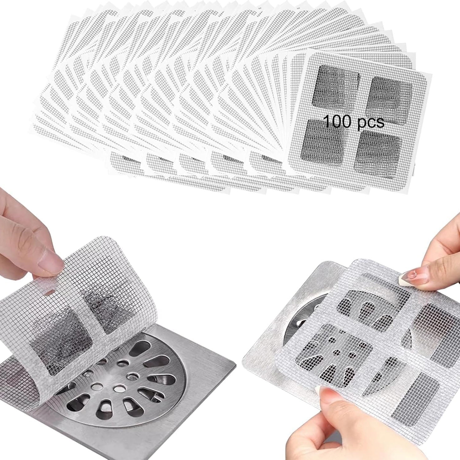 Unbranded Disposable Hair Drain Stickers 100 PCS Waterproof Mesh Covers ...