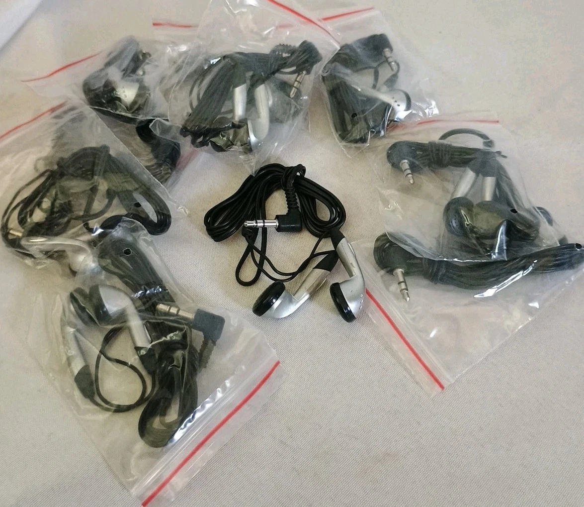 Disposable Headphones Earbuds Lot Of 10 3.5Mm Plug Individual Package ...