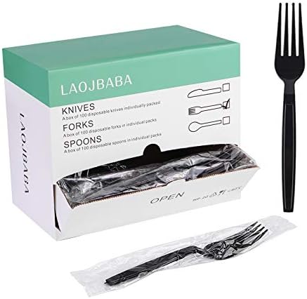 Disposable Individually Packaged Forks Black 7-Inch,Commercial Take ...