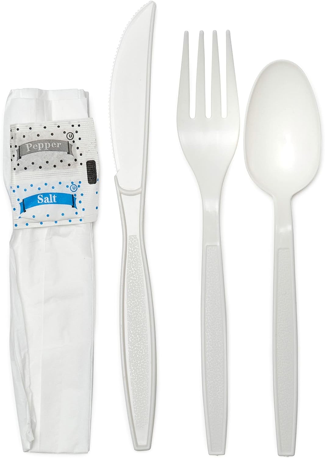 Disposable Individually Wrapped White Plastic Cutlery Kit - Heavy Duty ...