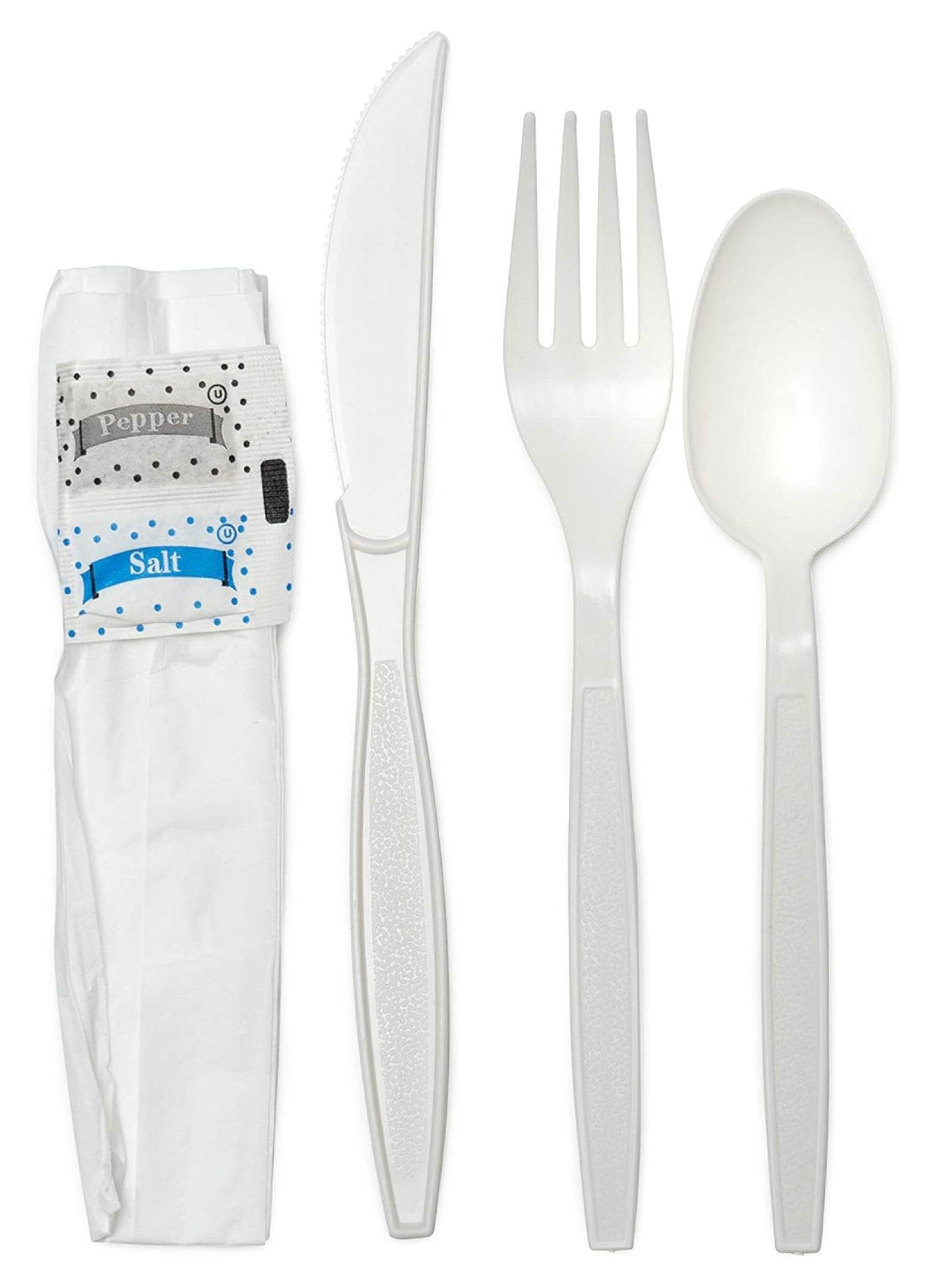 Disposable Individually Wrapped White Plastic Cutlery Kit - Heavy Duty ...