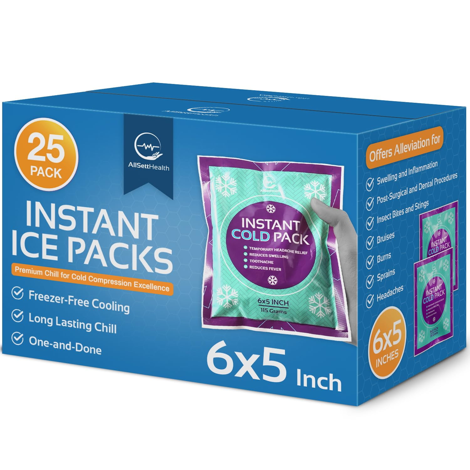 Disposable Instant Ice Packs for Injuries 100 Packs (6” x 5”) | Instant ...